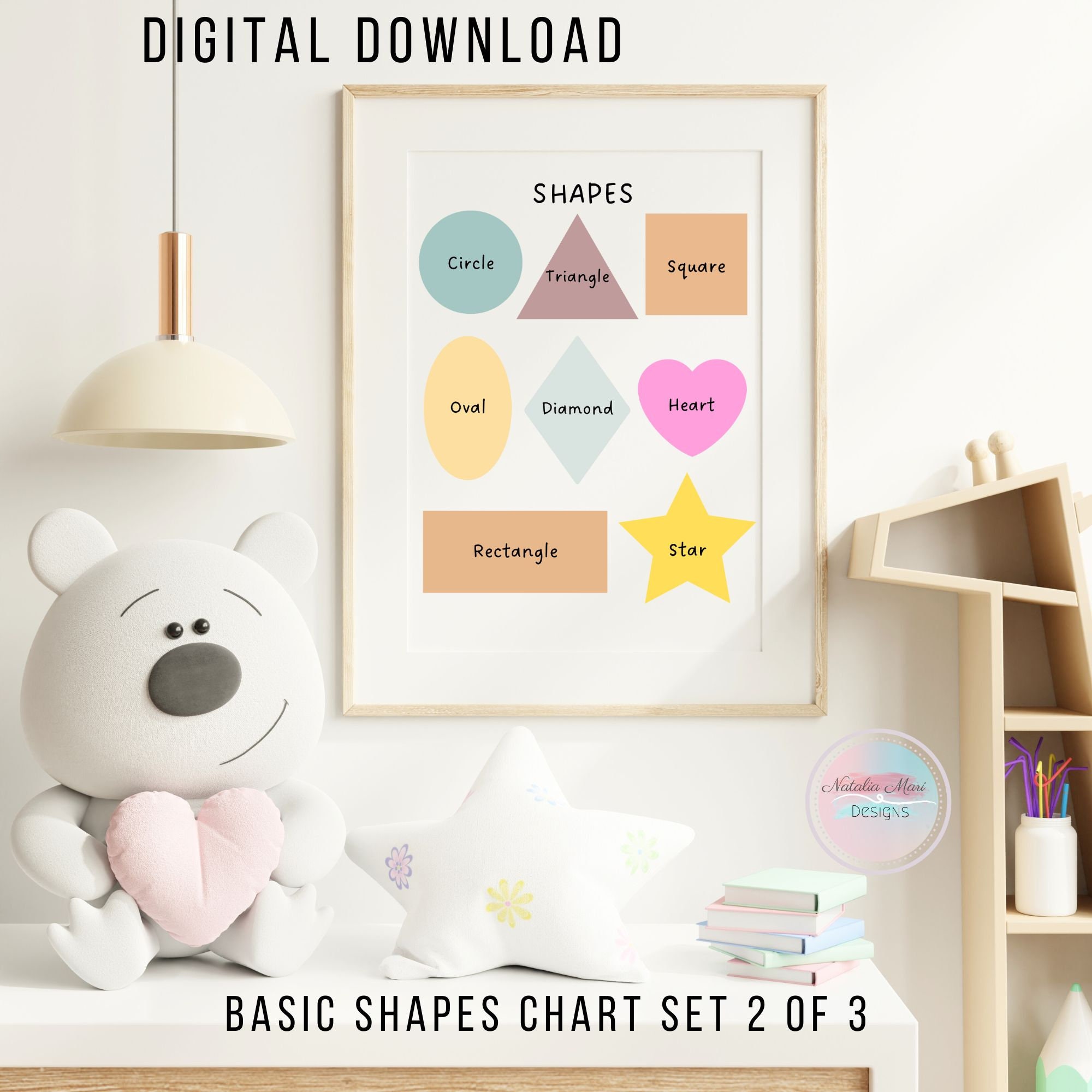 Educational Posters set of 3, Alphabet, Numbers 1-20, Basic Shapes, for ...
