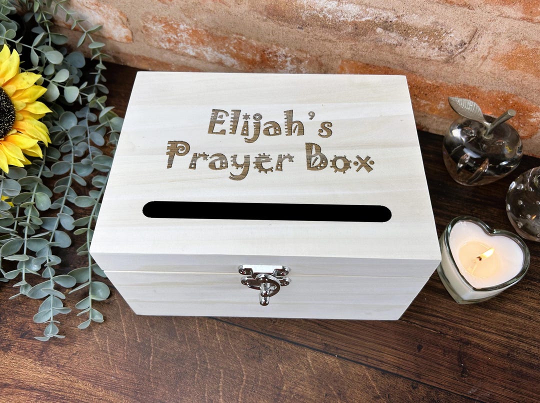Children's Prayer Box - Engraved & Personalised Wooden Box - for ...