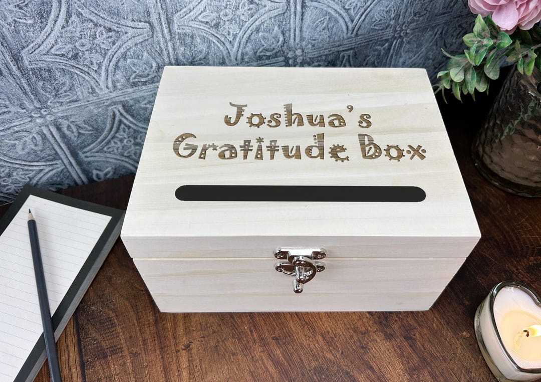 Children's Wooden Gratitude Box - Engraved & Personalised - for ...