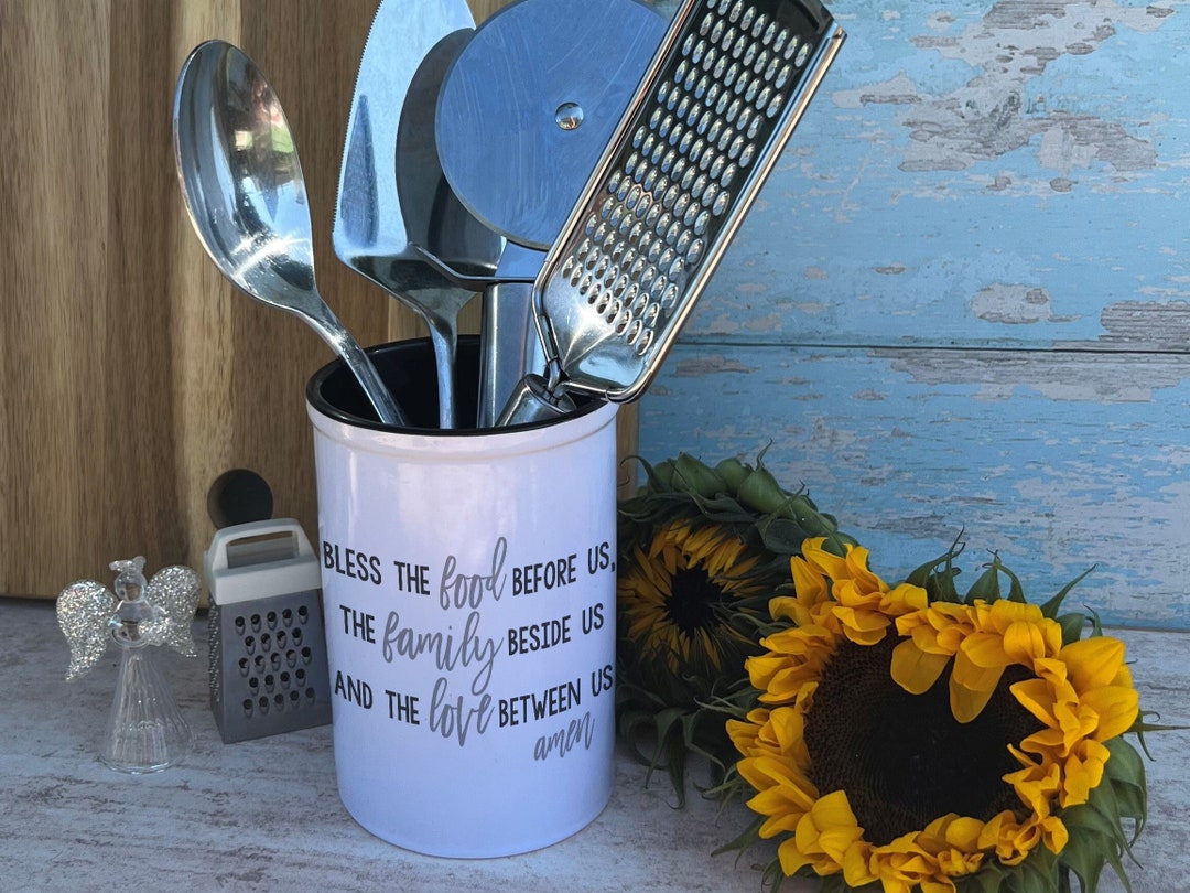 Bless the Food Prayer Cooking Utensil Pot Kitchen Organisation Storage ...