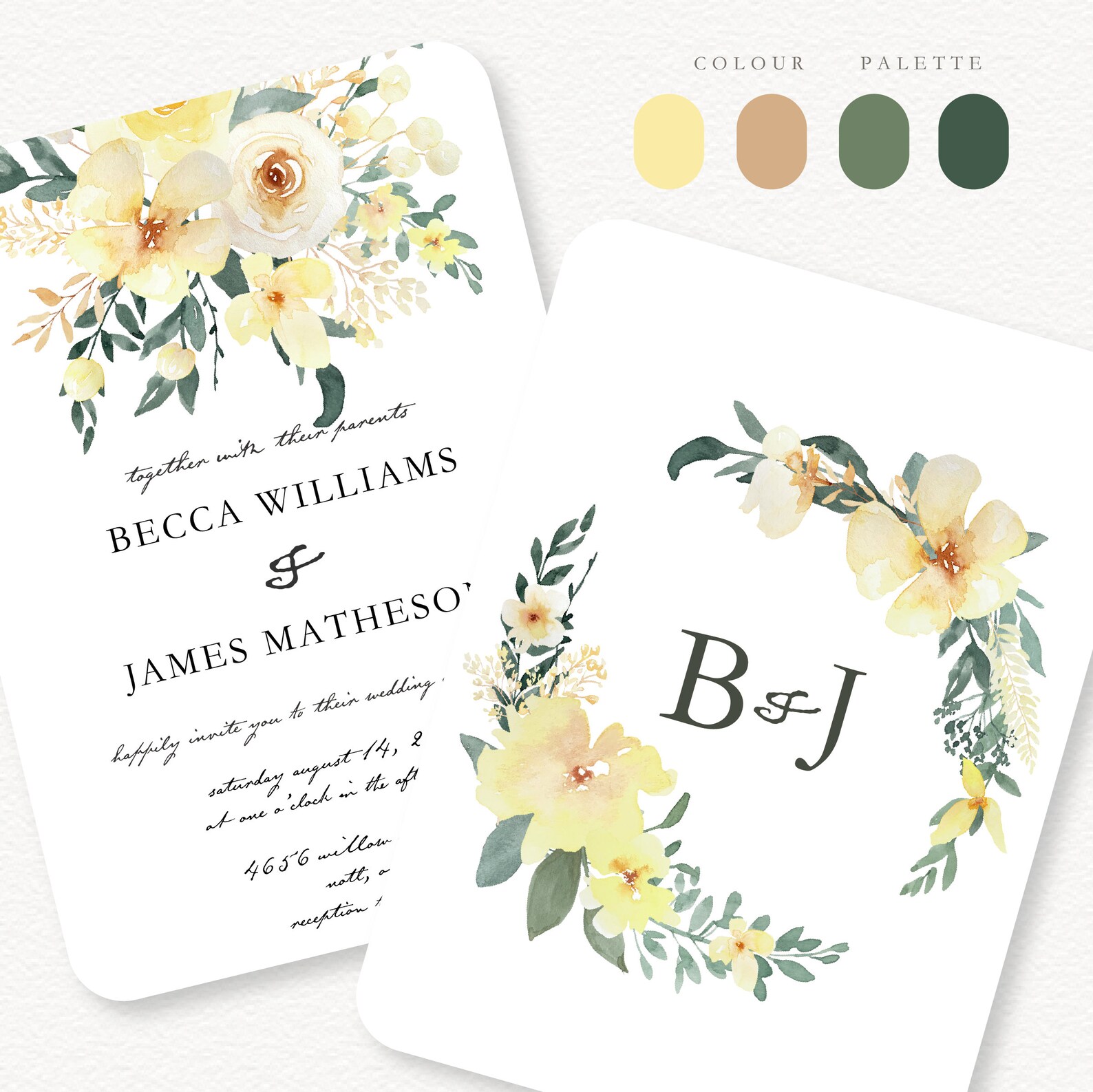 Yellow Watercolor Floral Clipart Light Yellow Floral Clipart - Etsy