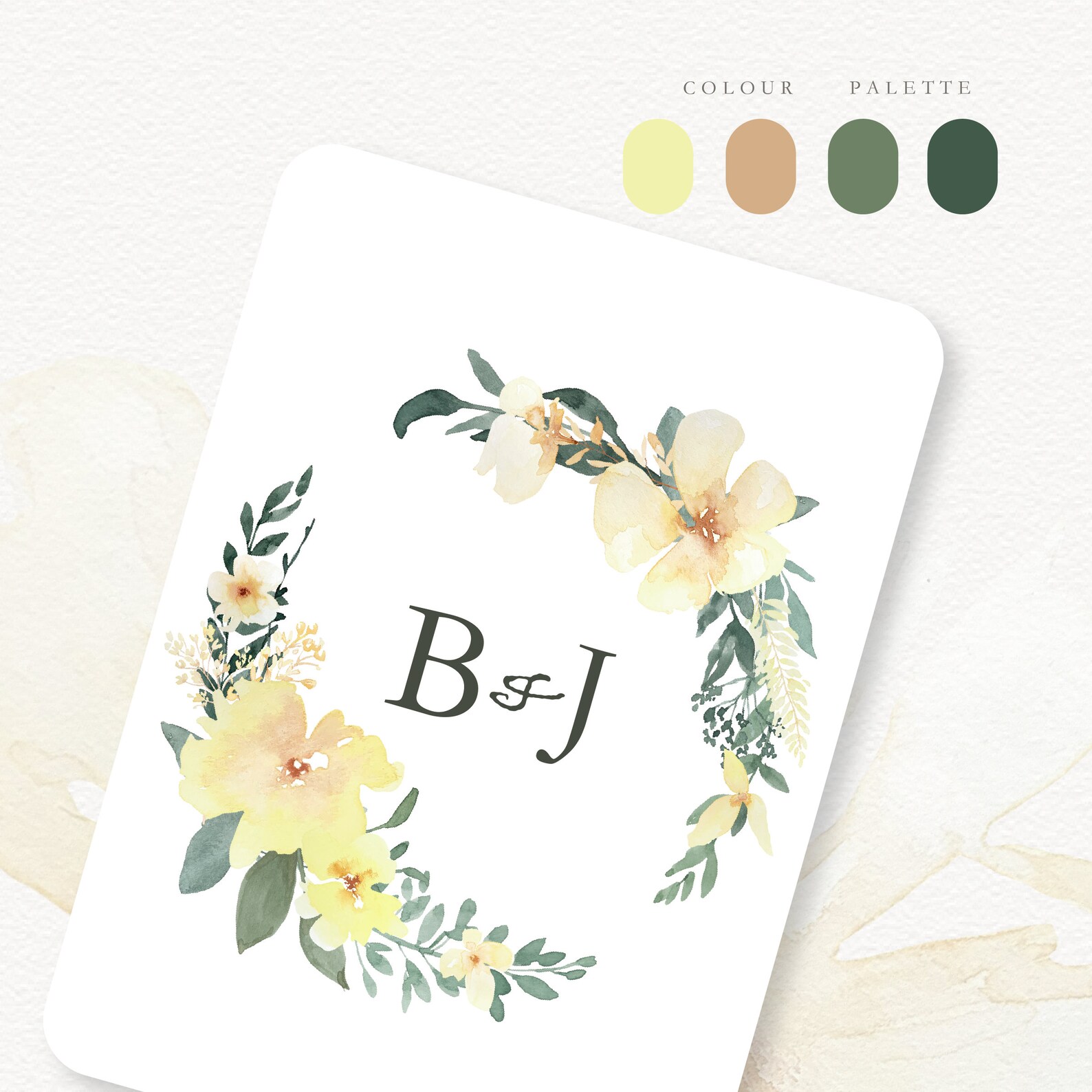 Rustic BOHO Yellow Watercolor Floral Wreath With a Touch of - Etsy