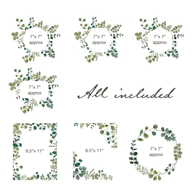 Eucalyptus Greenery Clip Art Wreath Borders DIY Png Files - Etsy