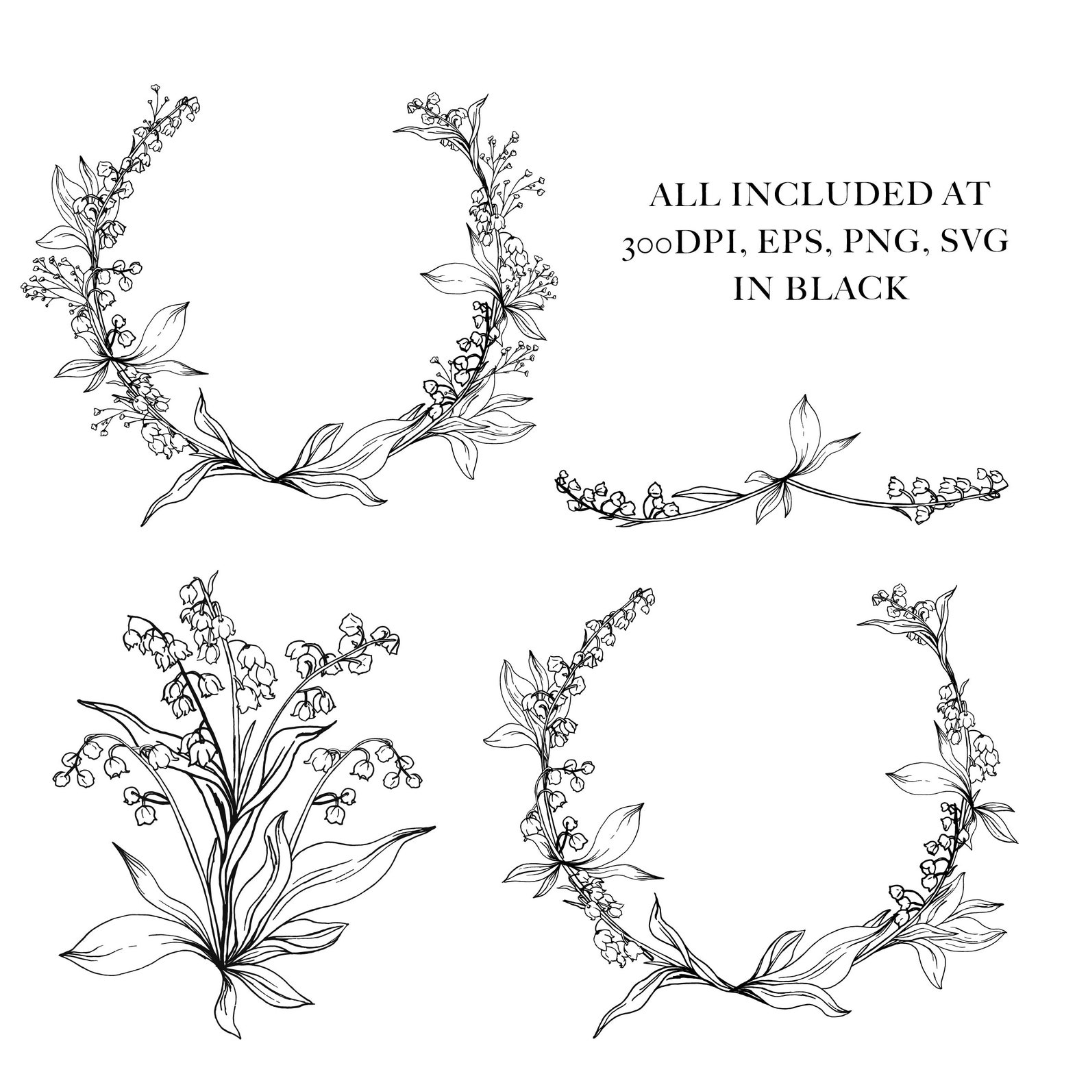 Lily of the Valley Hand Drawn Line Art Organic Botanical - Etsy