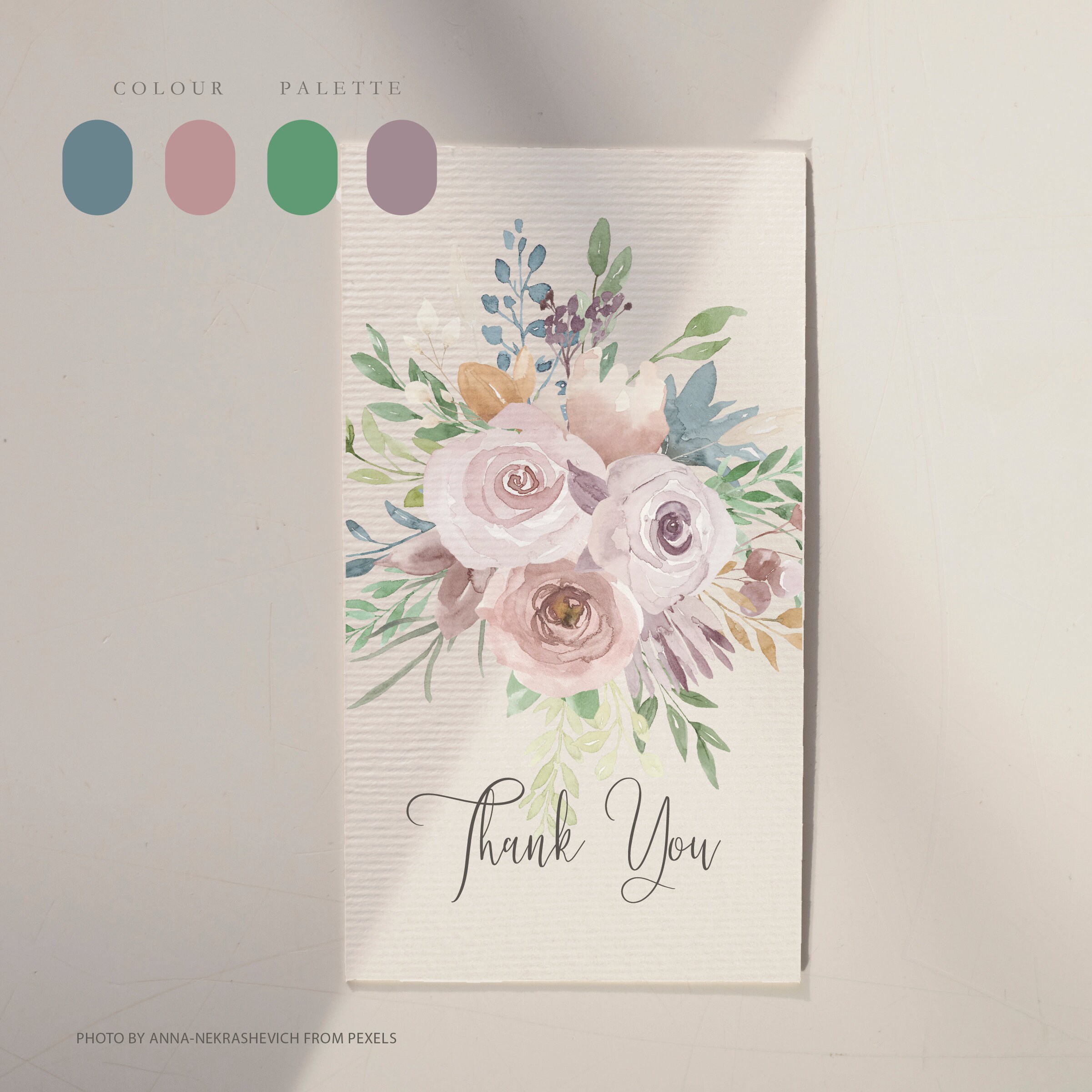 Dusty Rose Watercolor Floral Bouquet Dusty Blue Boho Mauve | Etsy