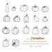 Fall Clipart, Pumpkin Line Art, Autumn Clipart, Hand Drawn Pumpkins and ...