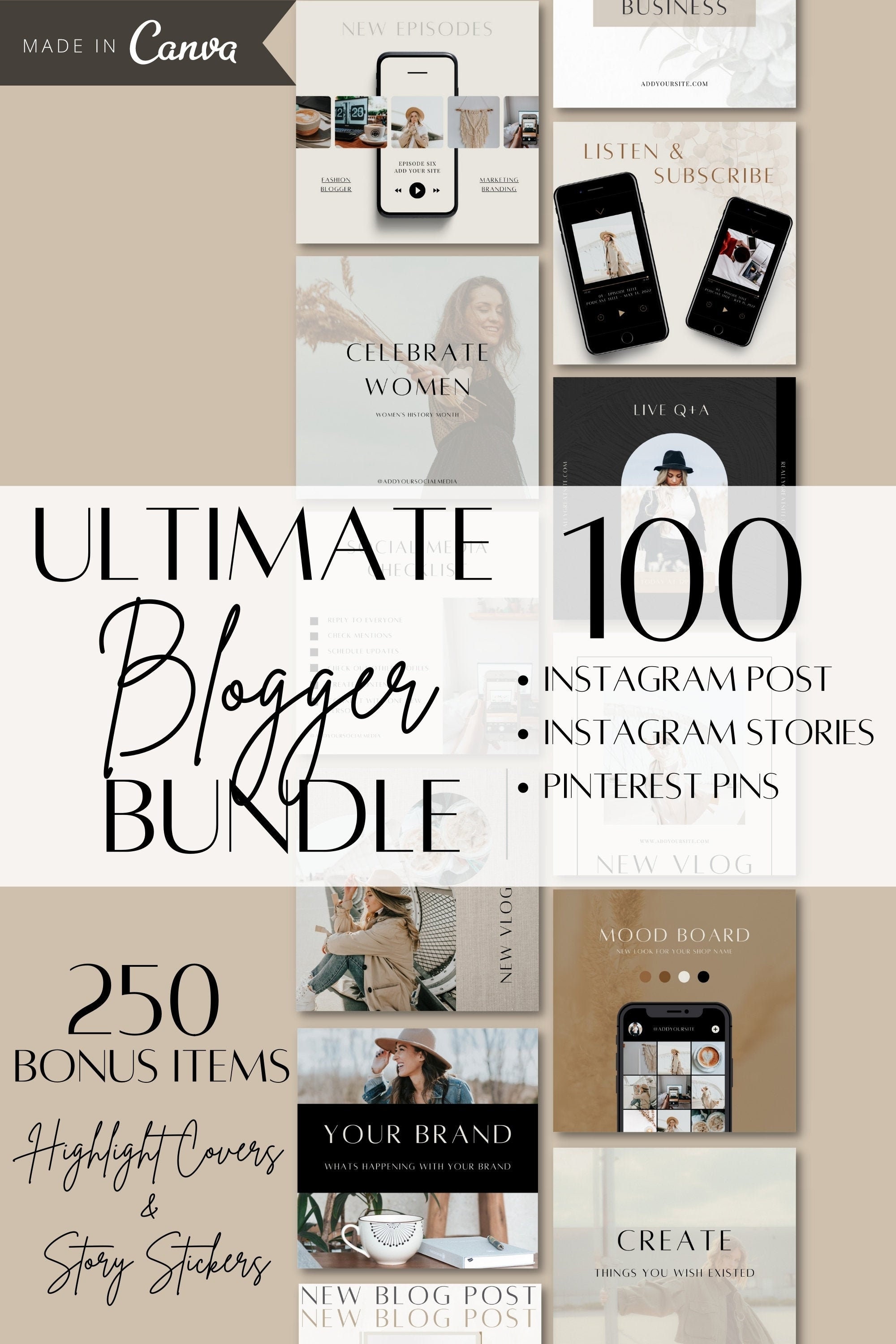 100 Instagram Templates, Blogger Template, Responsive, Vlog, Branding ...
