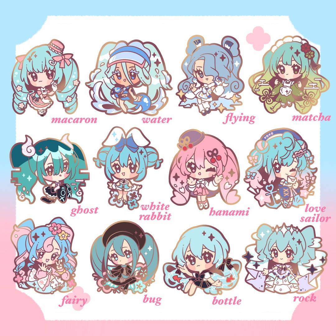 Vocaloid Virtual Singer Miku Sakura Matcha Bunny | 2 Inch Enamel Pins ...