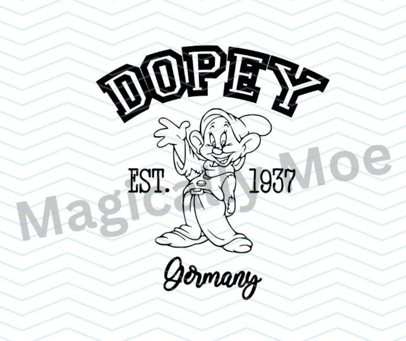 Snow White Dopey College Style Tee SVG - Etsy