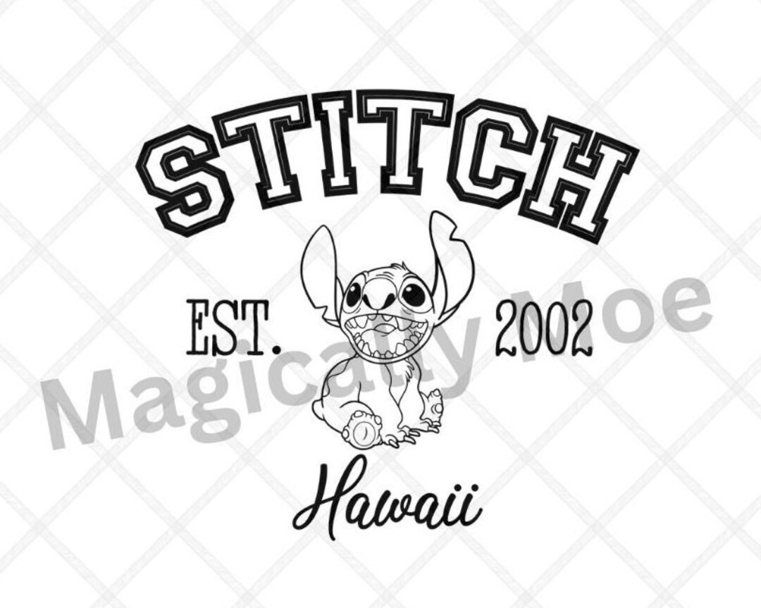 Lilo & Stitch Stitch College Style Tee SVG - Etsy