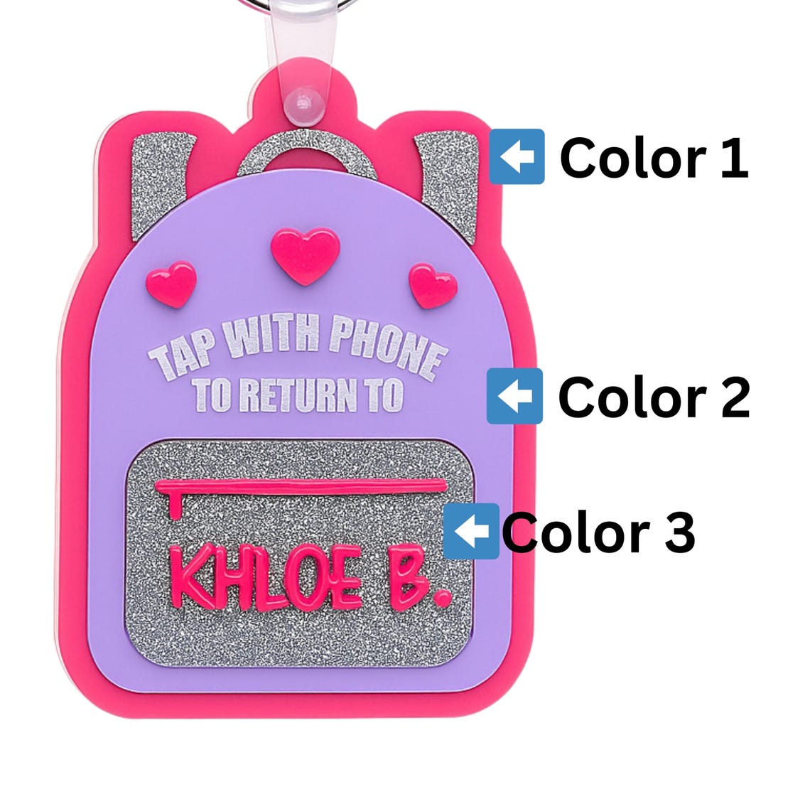 Acrylic NFC Backpack Tag - Custom Emergency Contact & Return Tag for ...
