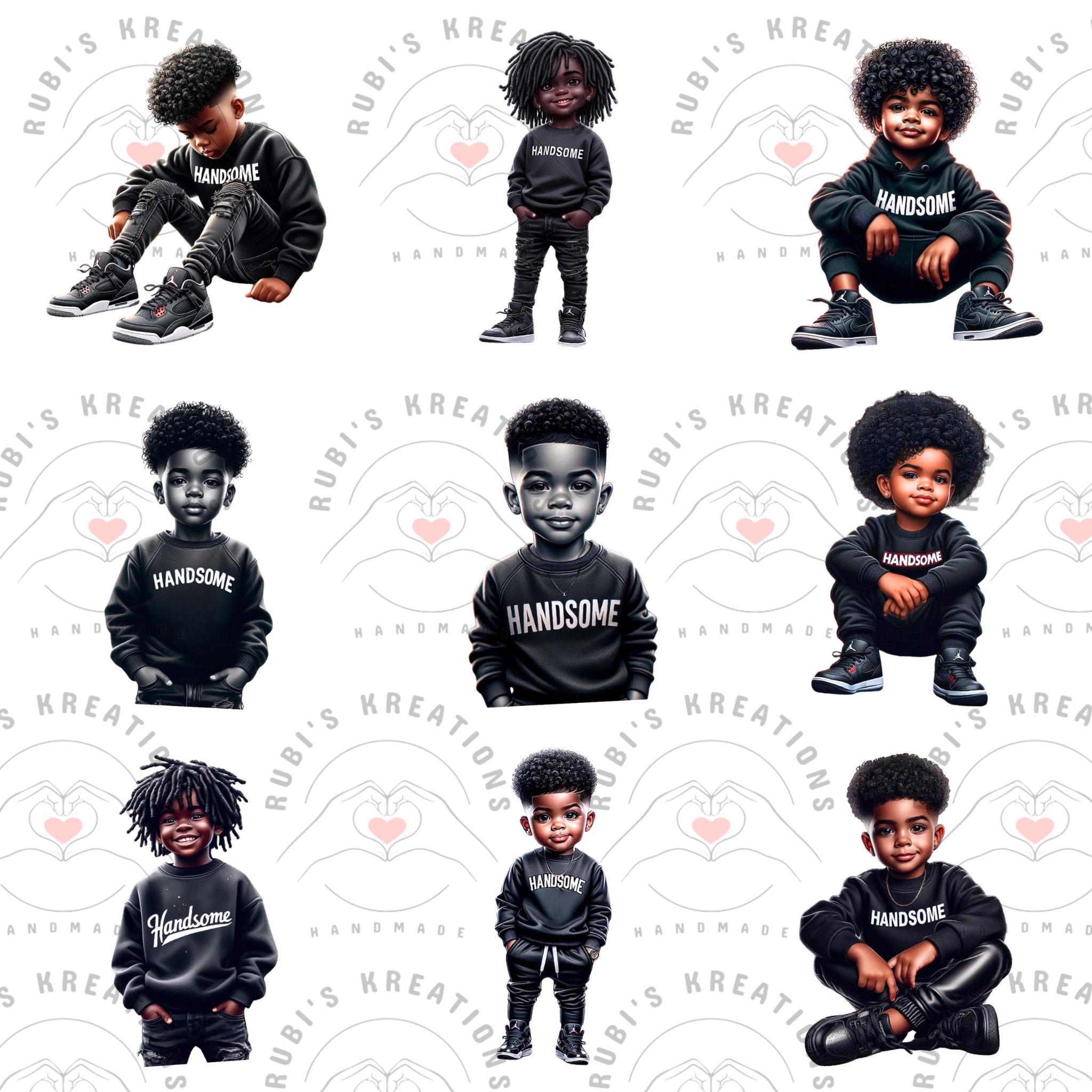 Black Boys PNG Clipart Bundle: Afro Kids T-shirt Designs (digital ...