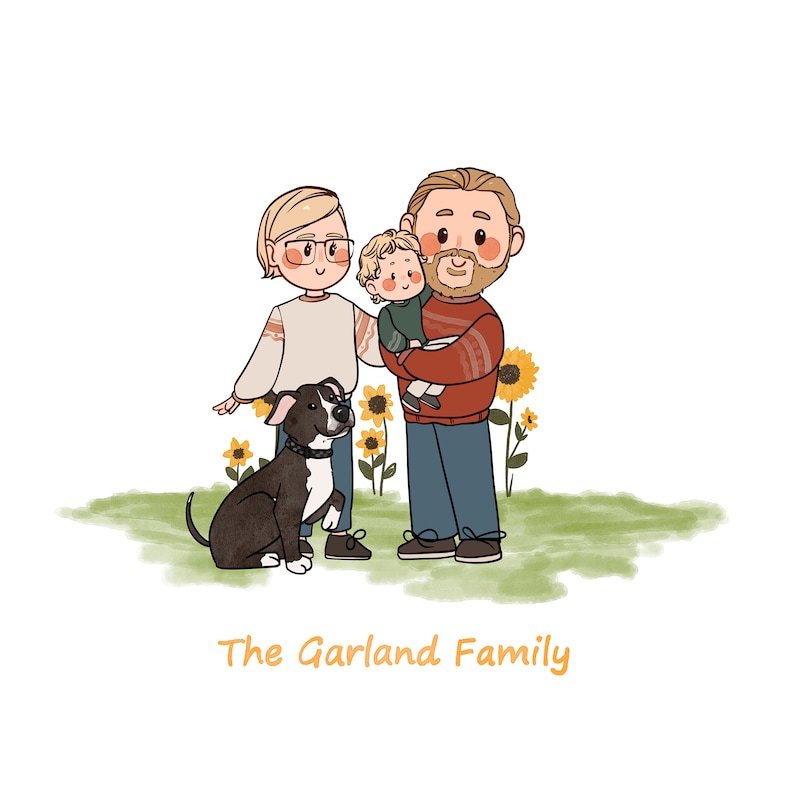Family Portrait Cartoon Portrait Custom Cartoon Portrait - Etsy