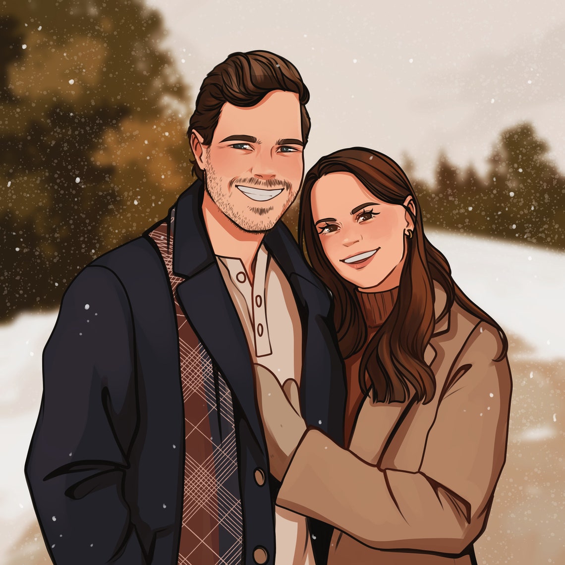 Custom Cartoon Portrait From Photo || Couple Portrait, Best Friend Gift ...
