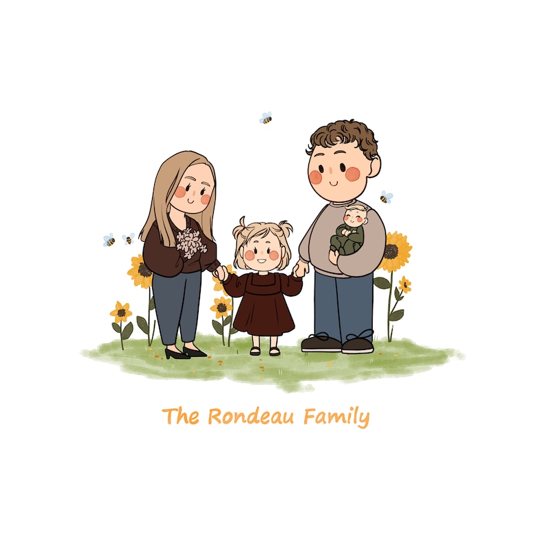 Family Portrait Cartoon Portrait Custom Cartoon Portrait - Etsy