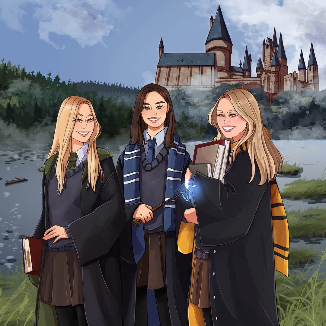Custom Wizards Cartoon Portrait, Couple Portrait Cartoon, Wizard ...