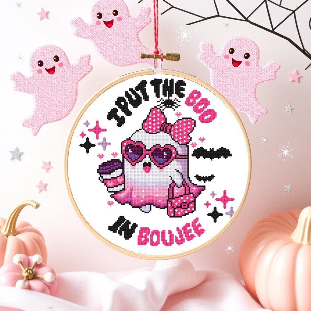 I Put the Boo in Boujee Cross Stitch Pattern, Halloween Cross Stitch ...