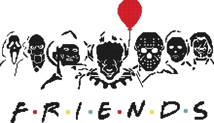 Horror Friends Cross Stitch, Pattern PDF, Scary Characters Pattern ...