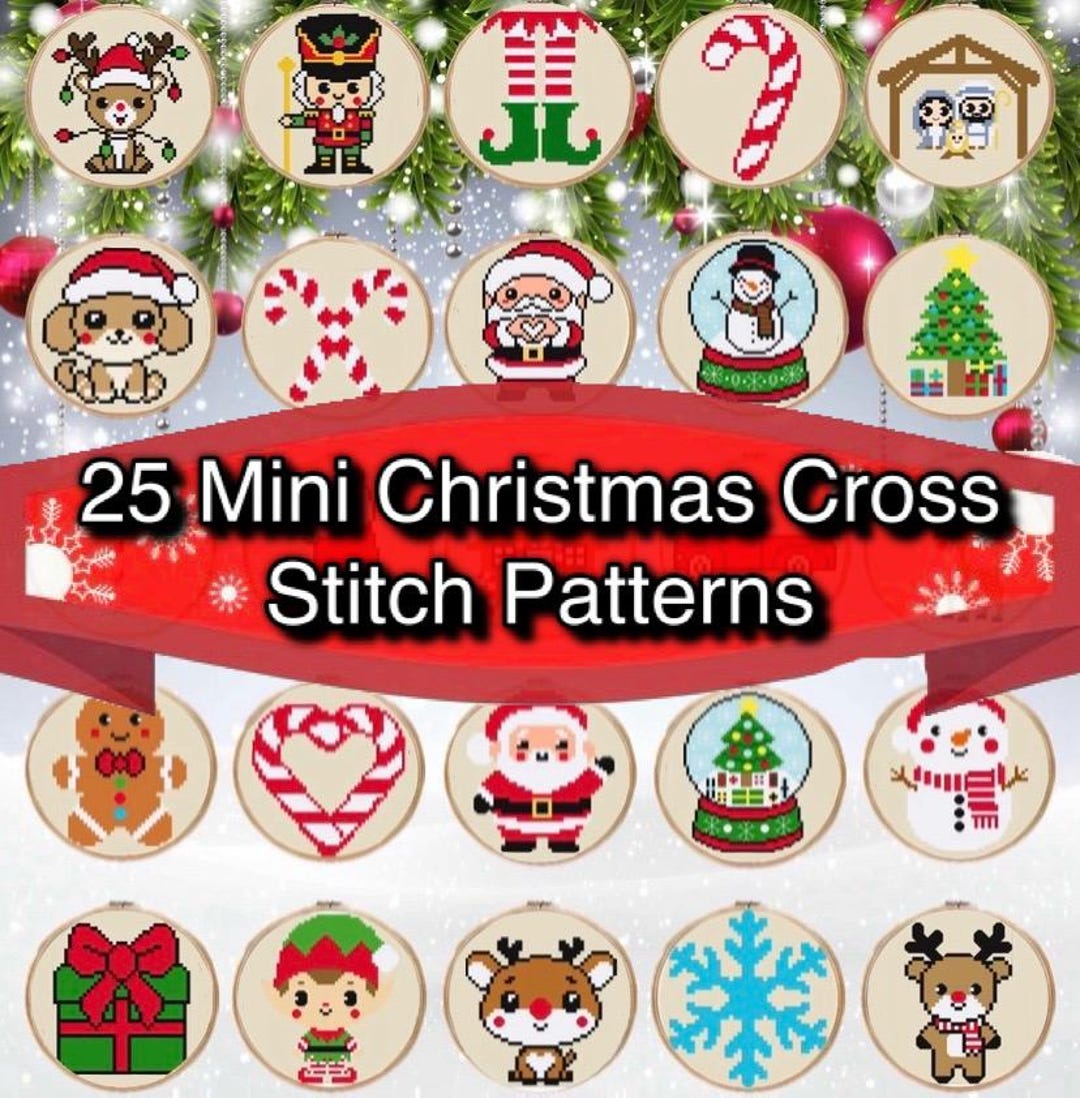 Mini Christmas Stitch Pattern, Cross Stitch Pattern Chibi, Mini Small ...