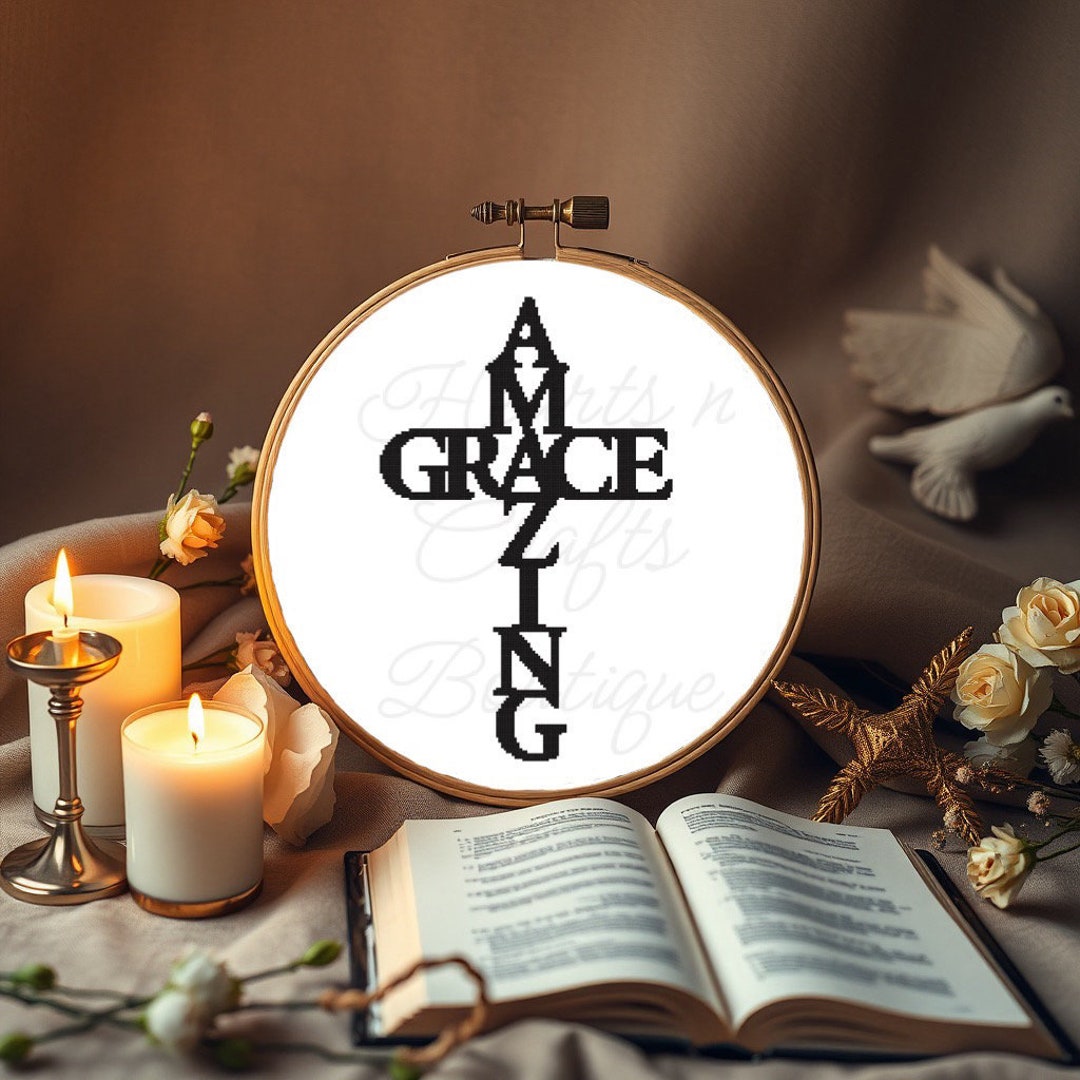 Amazing Grace Cross Stitch Pattern, Christian Cross Stitch, Jesus Cross ...