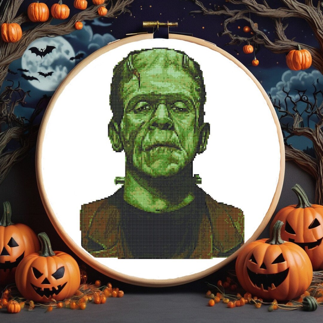 Frankenstein Monster Cross Stitch, Monster Cross Stitch, Halloween ...
