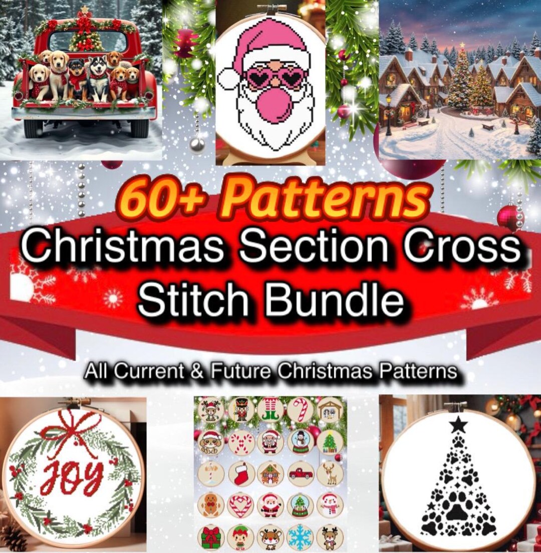 Christmas Section Cross Stitch Bundle, Christmas Pattern Bundle ...
