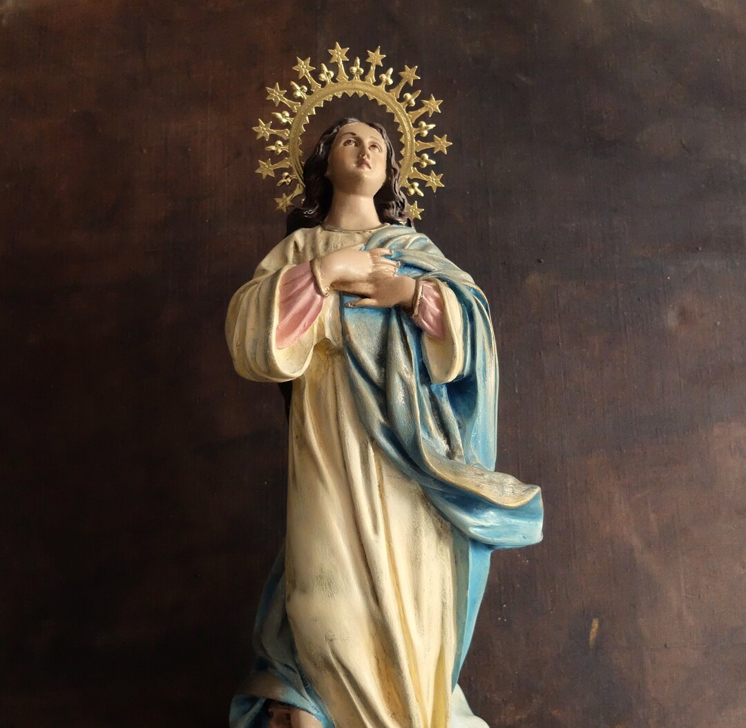 Immaculate Conception Virgin Mary/ Solid Statue With Three Angels ...