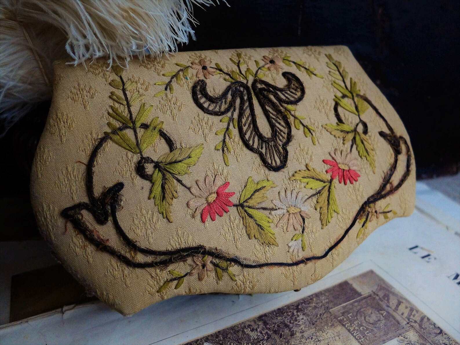 Antique Embroidery Box/ French Boudoir Box/ Hand Embroidered - Etsy