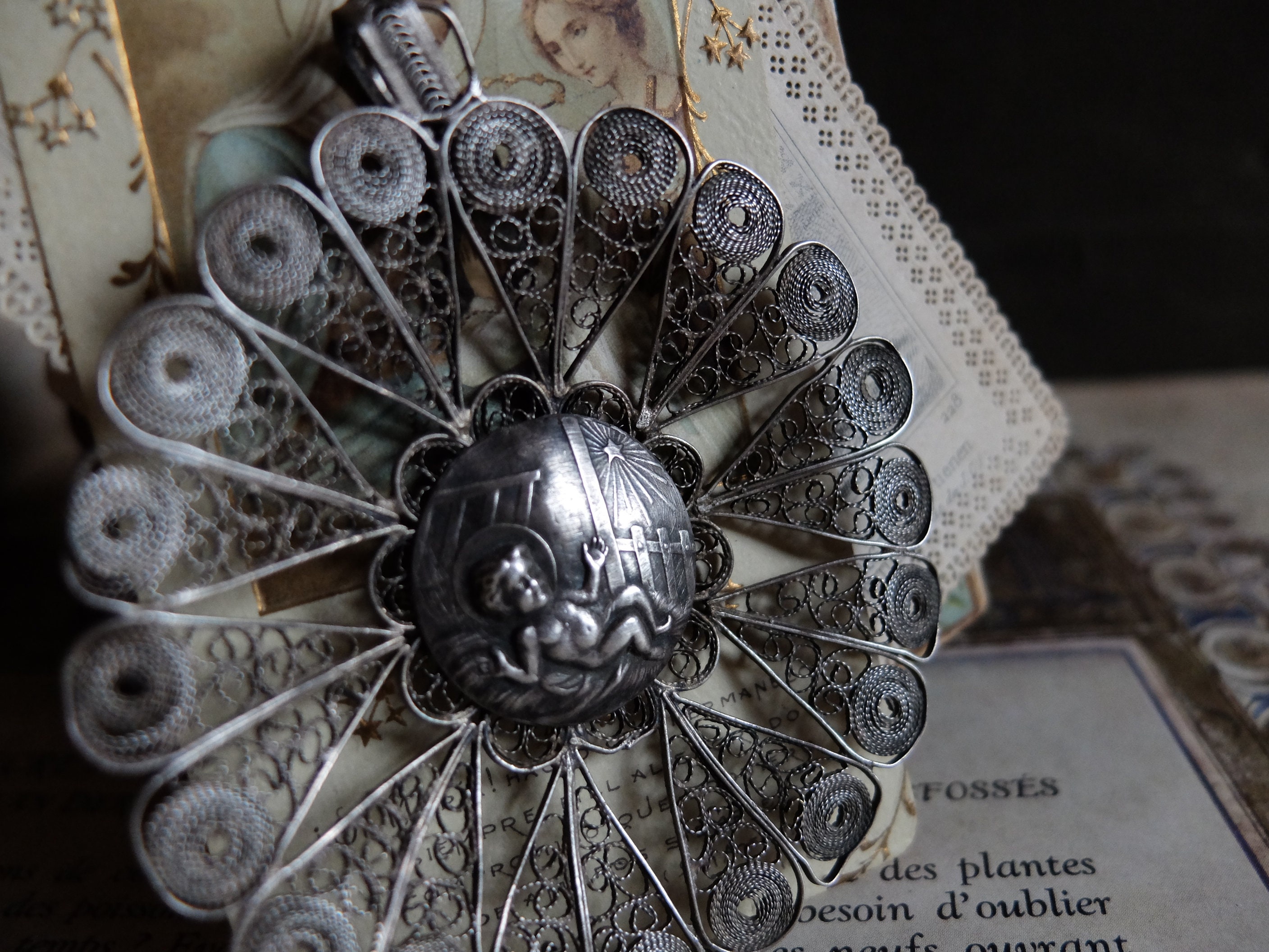 Antique Large Spanish Filigree Silver Crib/ Blessing Charm - Etsy