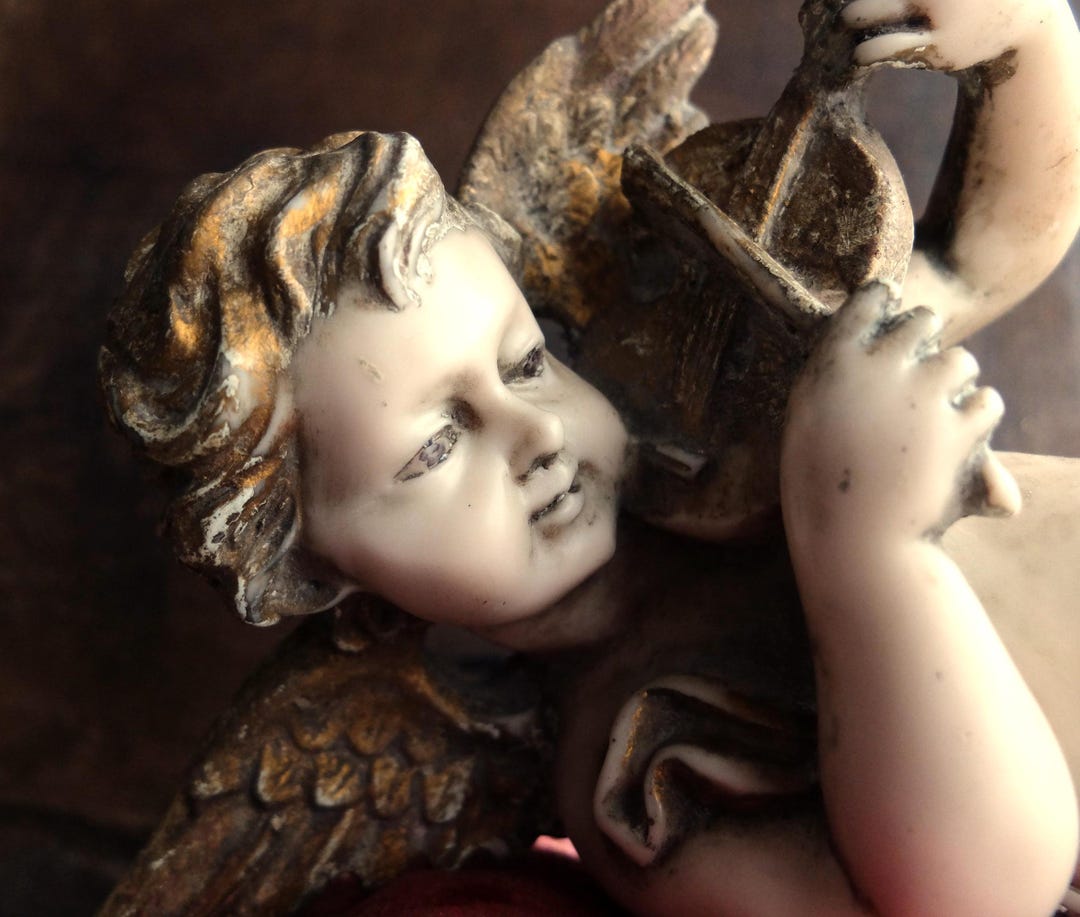 Stunning Antique Putti Cherub/ Large Angel Wall Statue/ Wall Hanging Cherub / Religious Decor ...