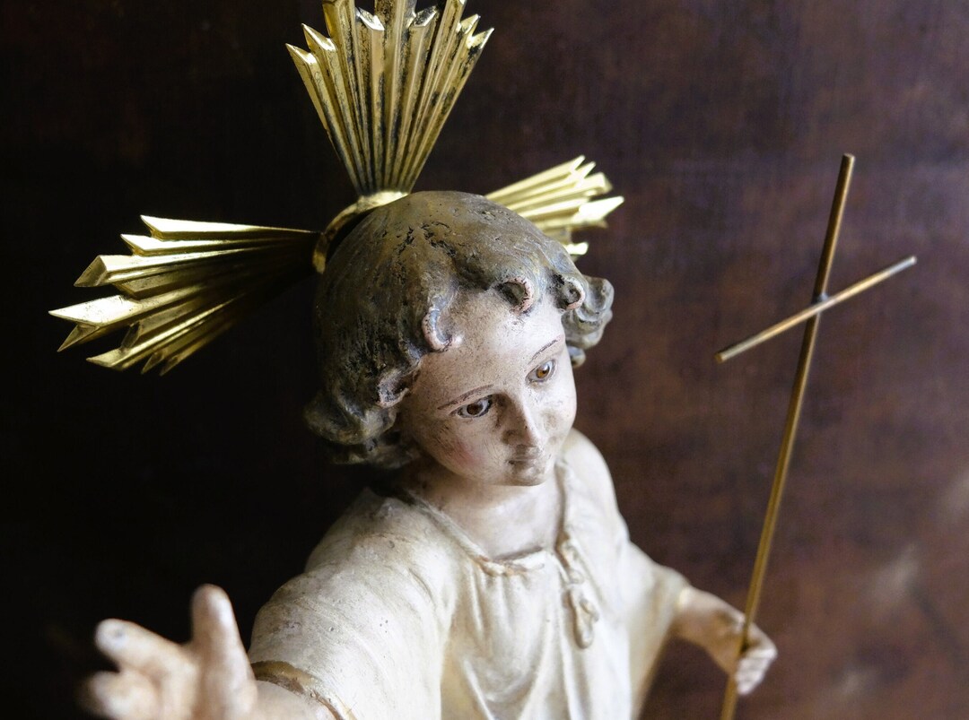 Young Jesus With Cross / Spanish Religious Art/ Glass Eyes/ Child Jesus ...
