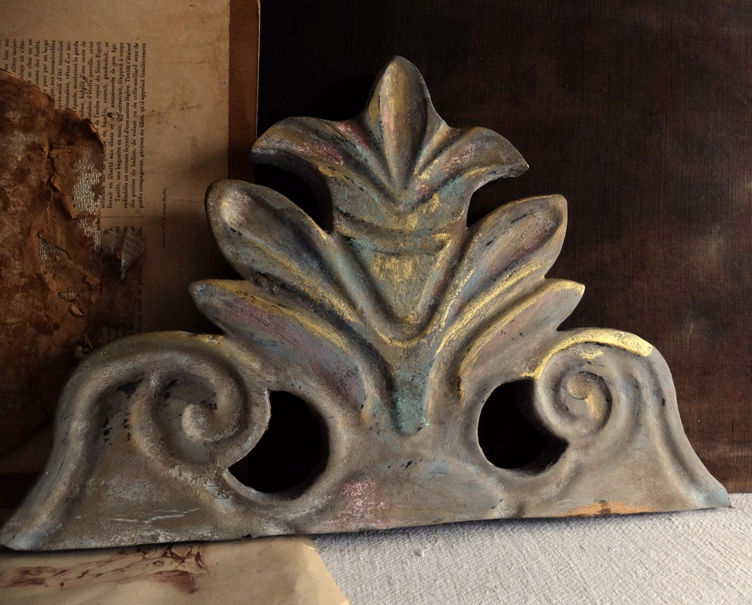 Beautifull Antique Carved Wood Pediment/ Gold Gilded/ Hand Carved ...