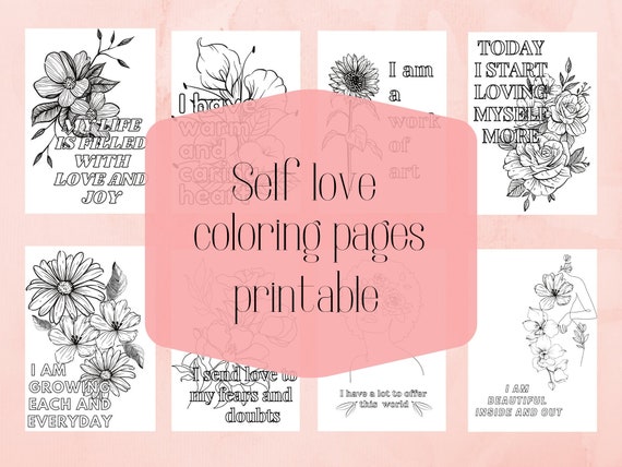 10 Coloring Book Pages/ Self-love Quotes/ Affirmation Cards/ - Etsy