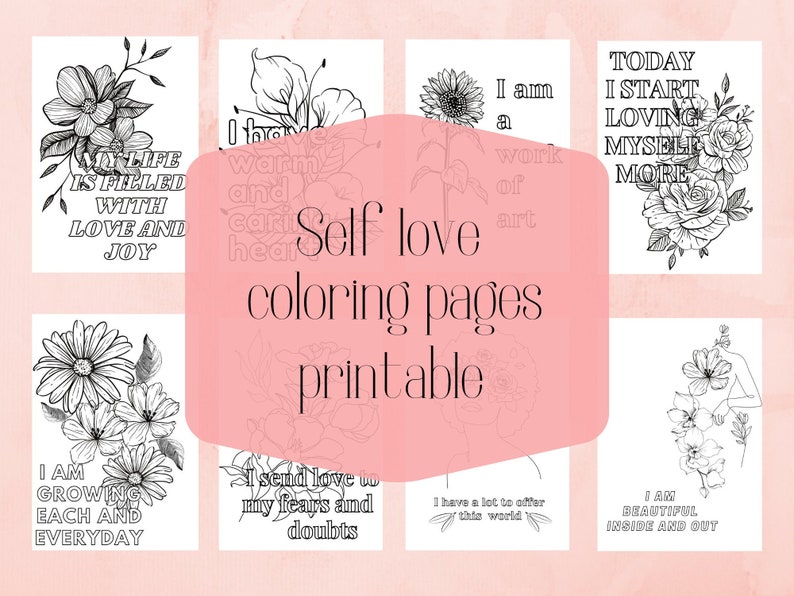 10 Coloring Book Pages/ Self-love Quotes/ Affirmation Cards/ - Etsy
