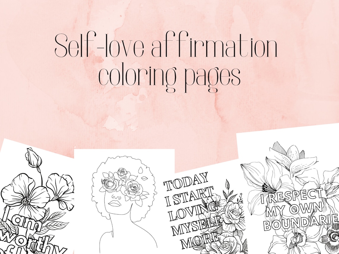 10 Coloring Book Pages/ Self-love Quotes/ Affirmation Cards/ - Etsy