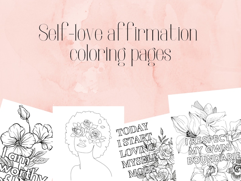10 Coloring Book Pages/ Self-love Quotes/ Affirmation Cards/ - Etsy