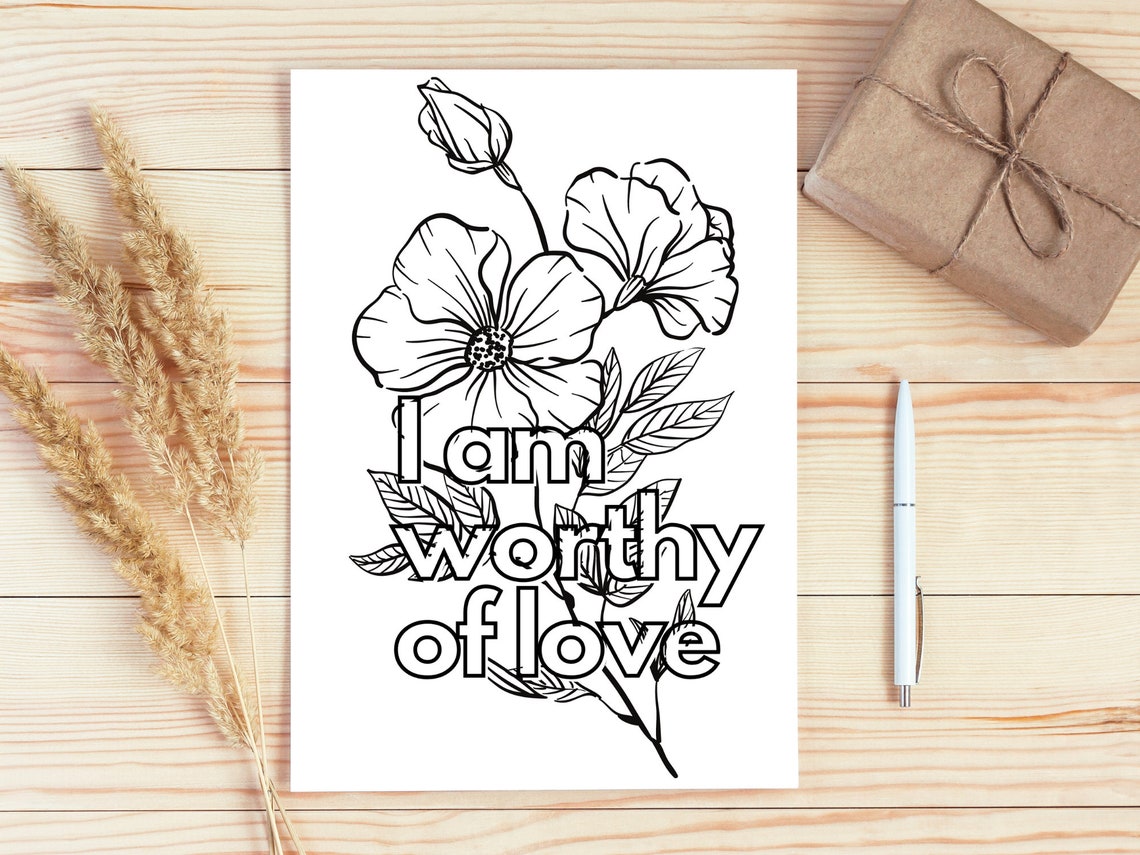 10 Coloring Book Pages/ Self-love Quotes/ Affirmation Cards/ - Etsy