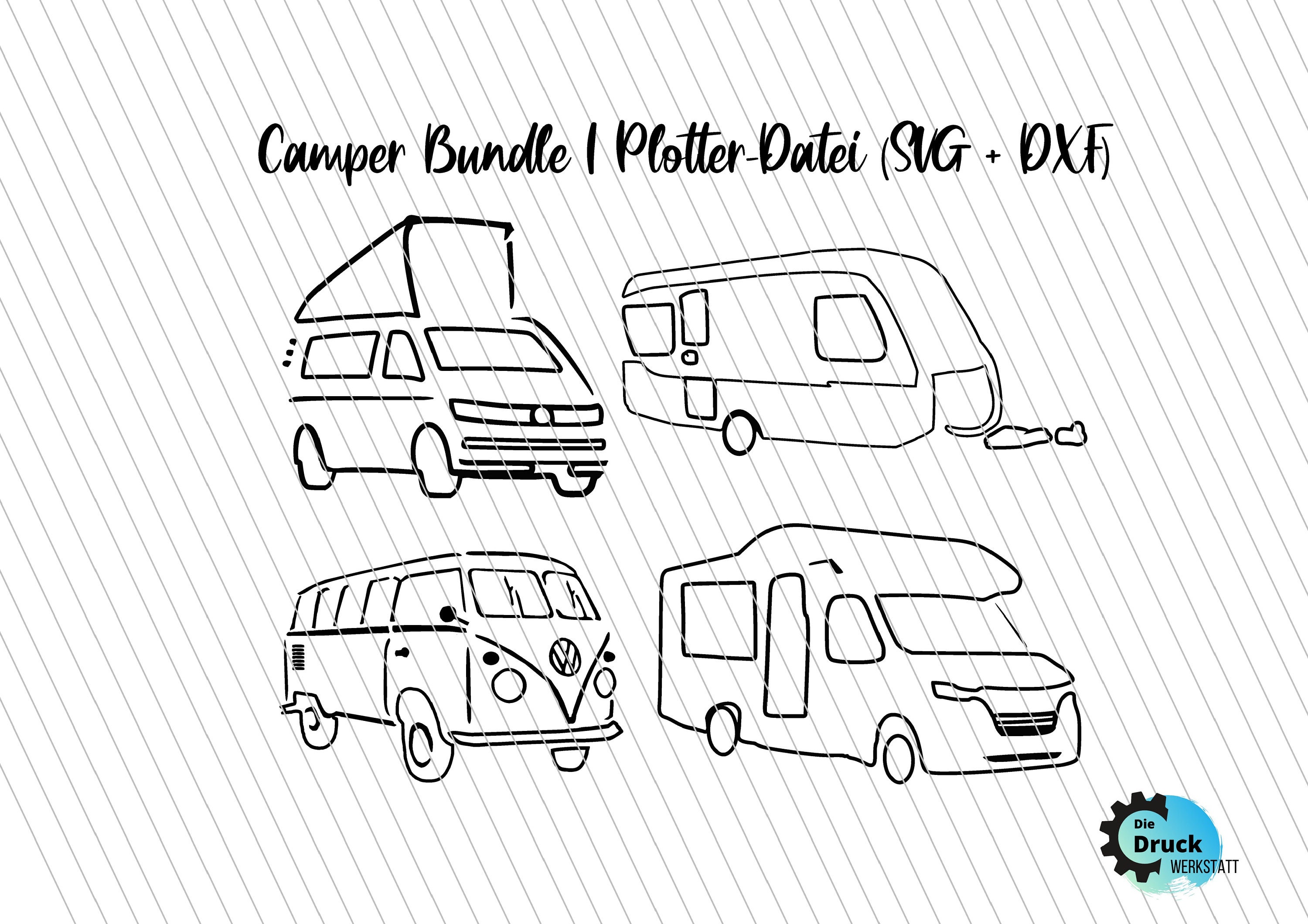 Camping Bundle, DXF SVG Datei ,Plotterdatei, Wohnwagen, Wohnmobil ...