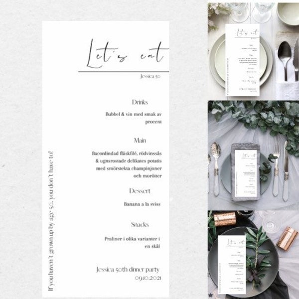 50th Birthday Menus - Etsy