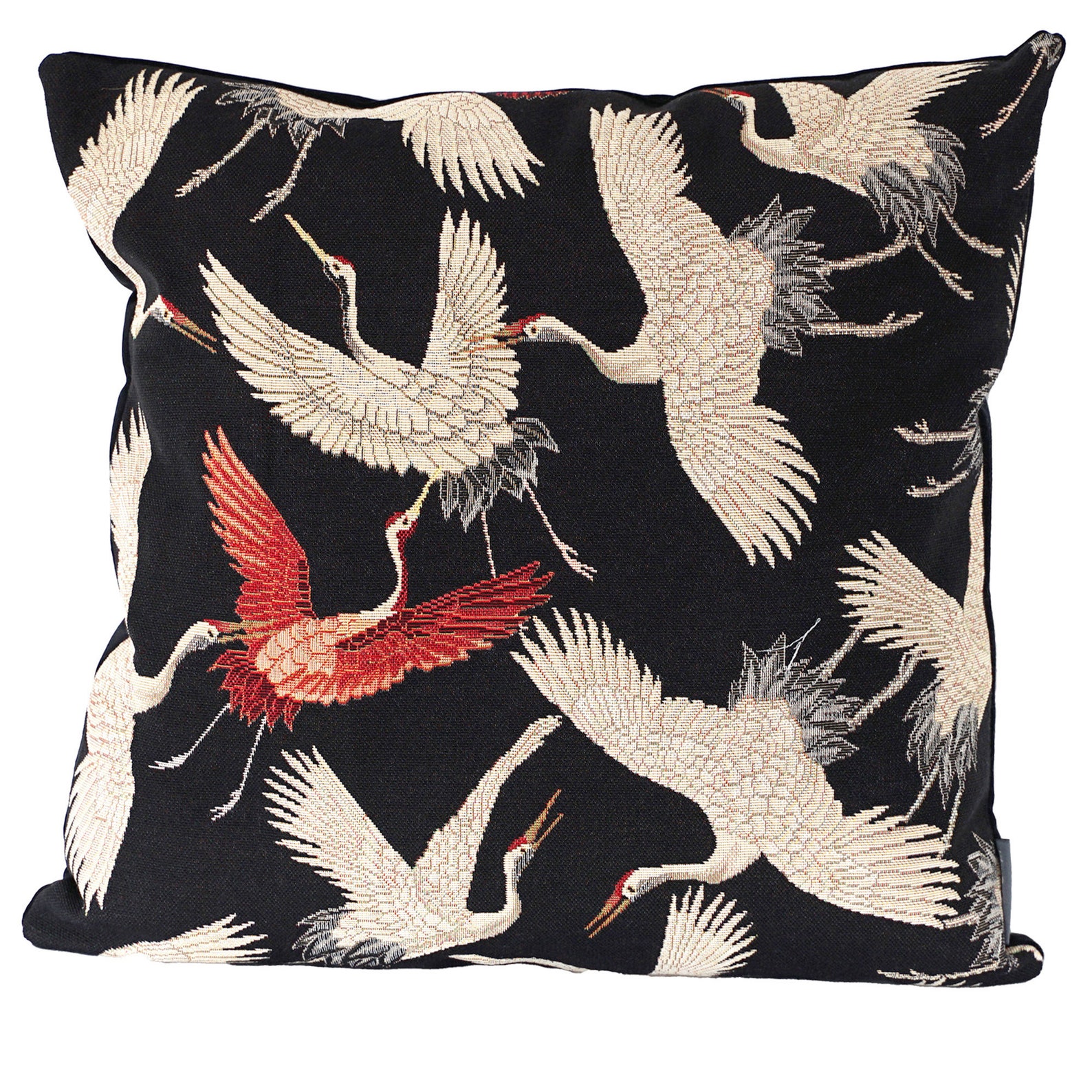 Japandi Pillowcase With Crane L Japanese Cushion Cover L White and ...