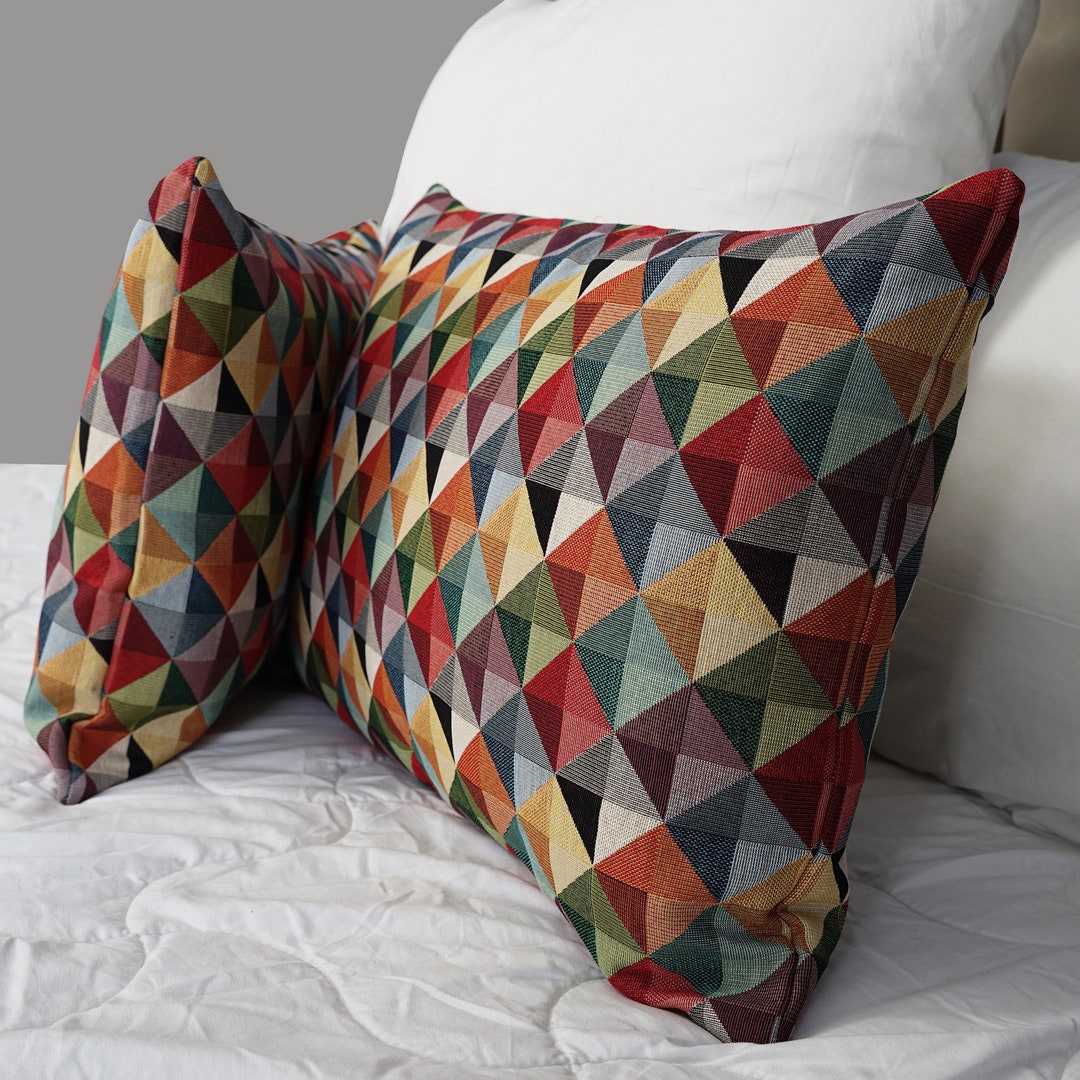 Tapestry Multicolor Pillowcase L Geometric Black Triangle - Etsy