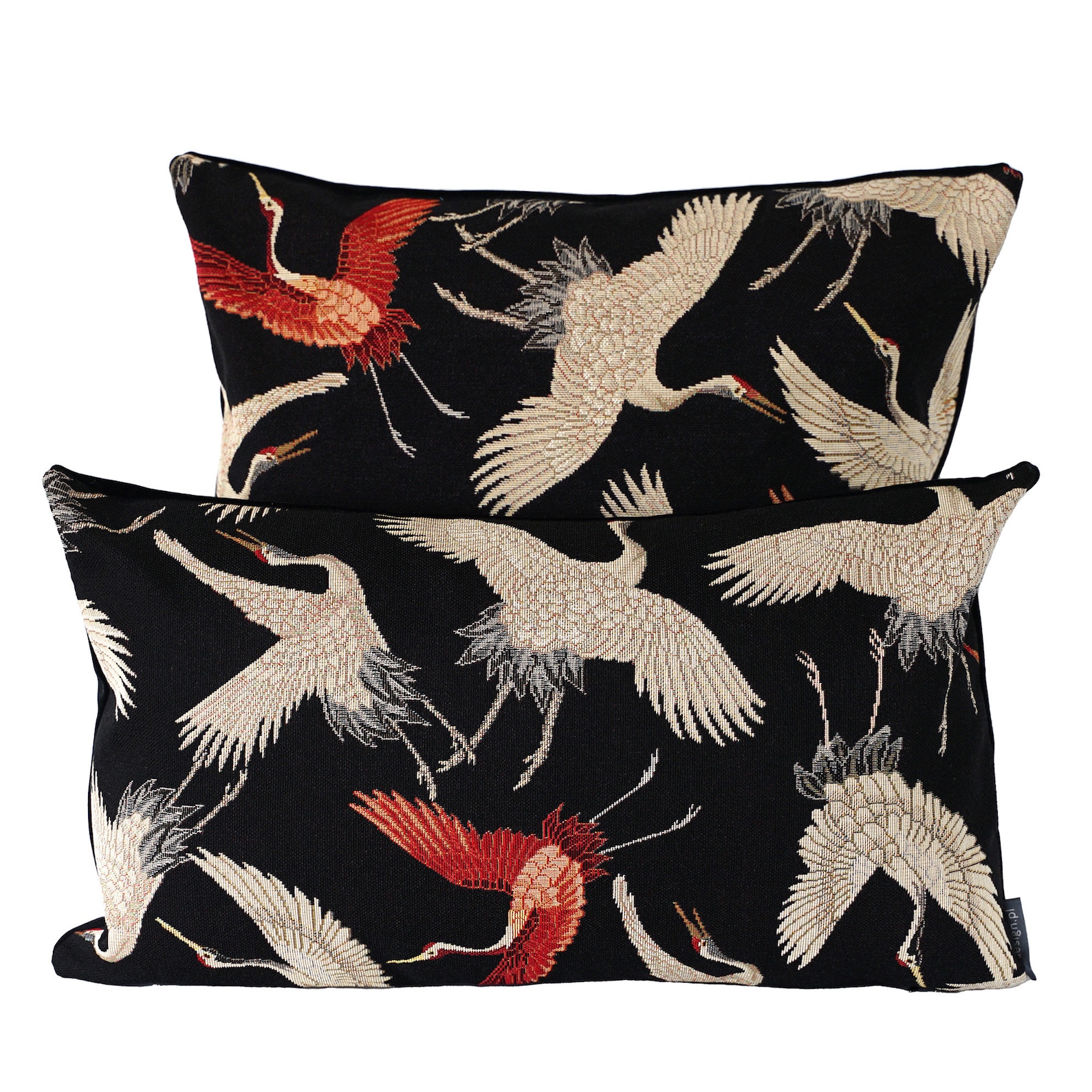 Japandi Pillowcase With Crane L Japanese Cushion Cover L White and ...