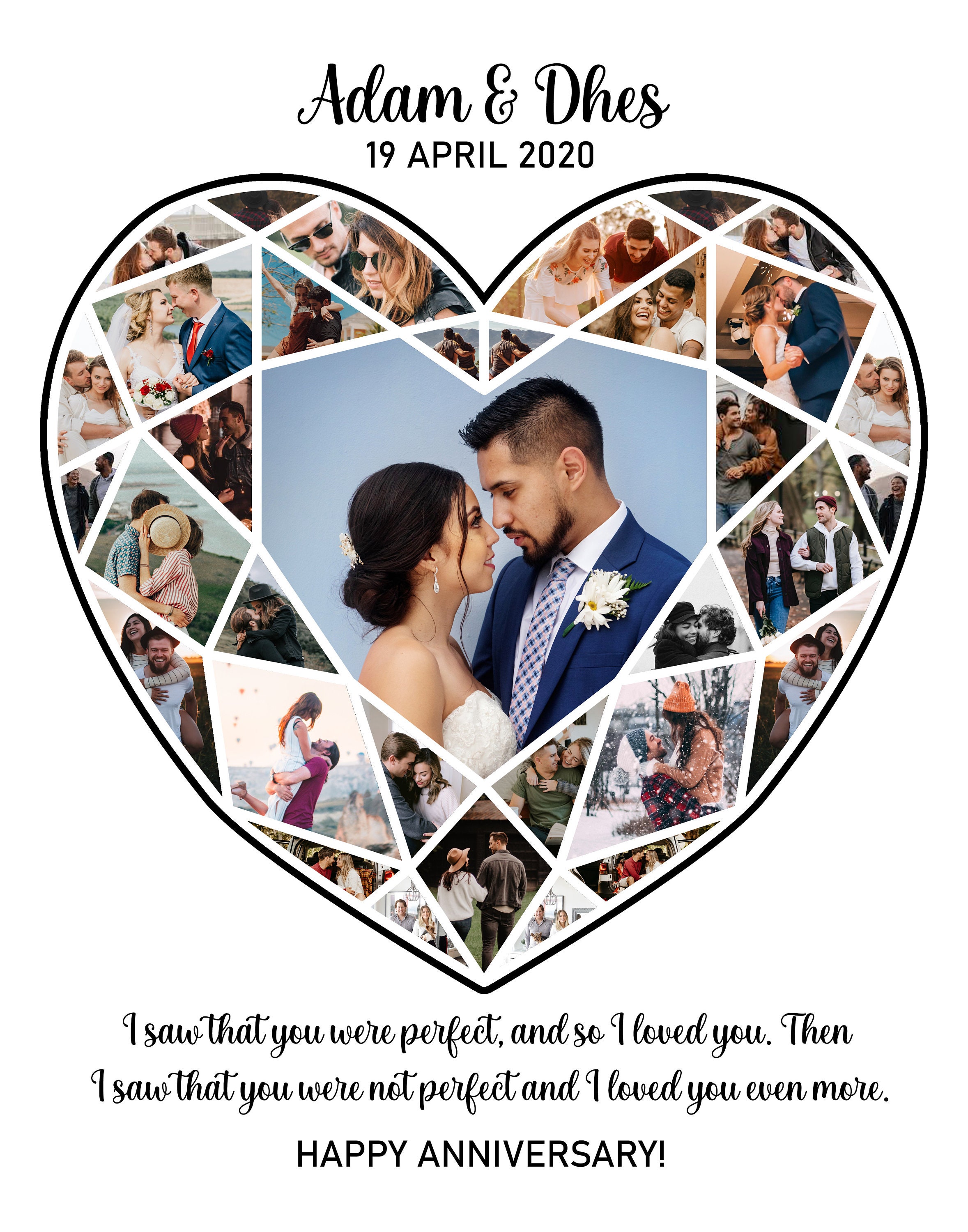 One Year Anniversary Gift Custom First Anniversary Collage Etsy one-year-anniversary-gift-custom-first-anniversary-collage-etsy