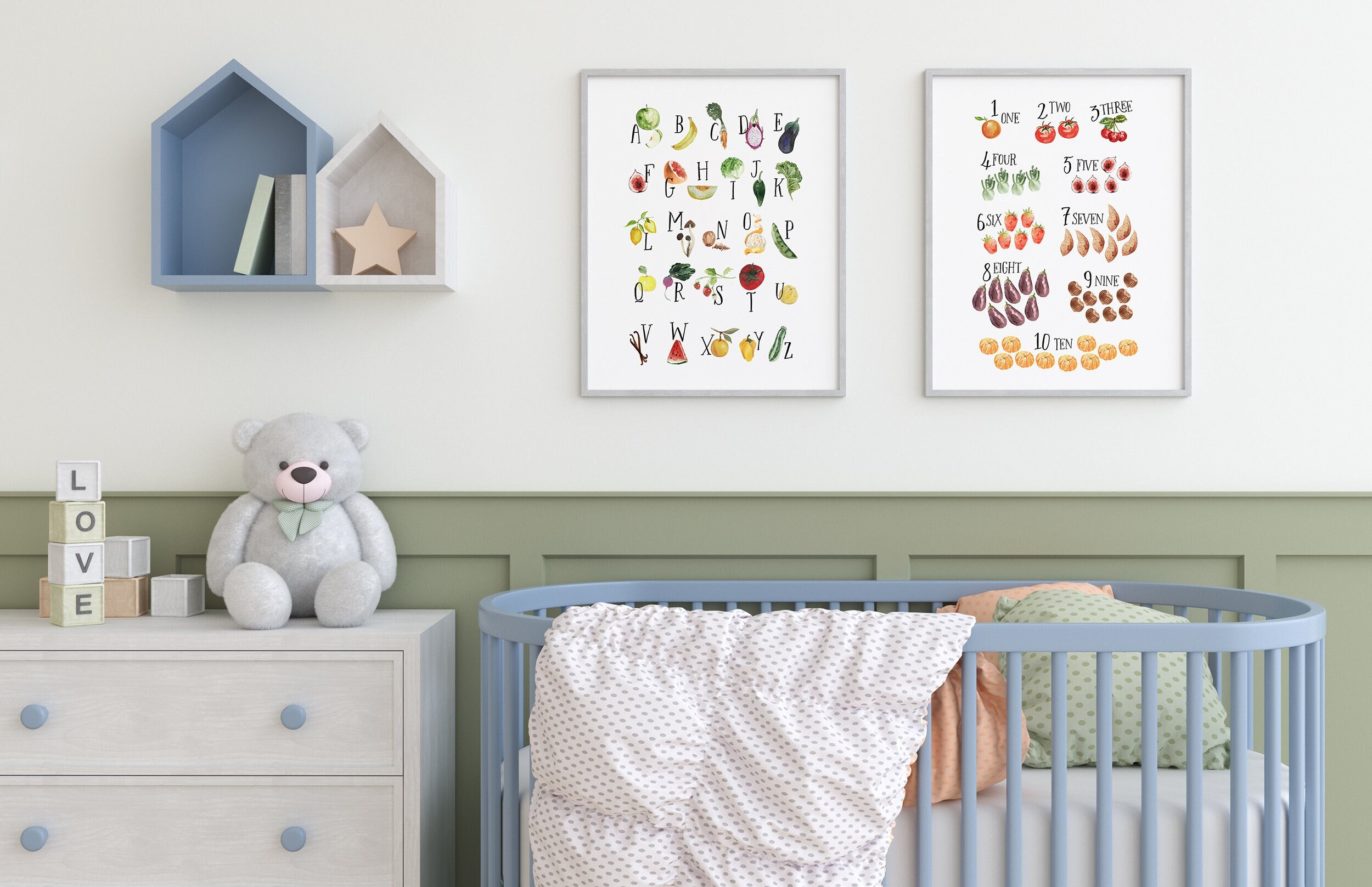 Garden Themed Alphabet + Numbers Set - Wall Art Printable Digital File ...