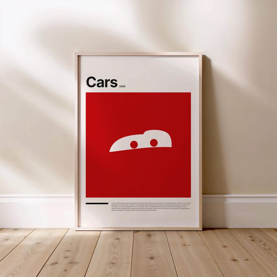 Cars, Minimal Illustrated Movie Poster, Nostalgic Pixar, Wall Decor ...