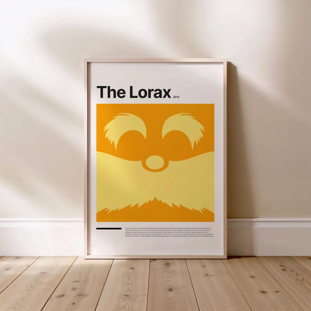 The Lorax, Minimal Illustrated Movie Poster, Nostalgic Animation, Wall ...