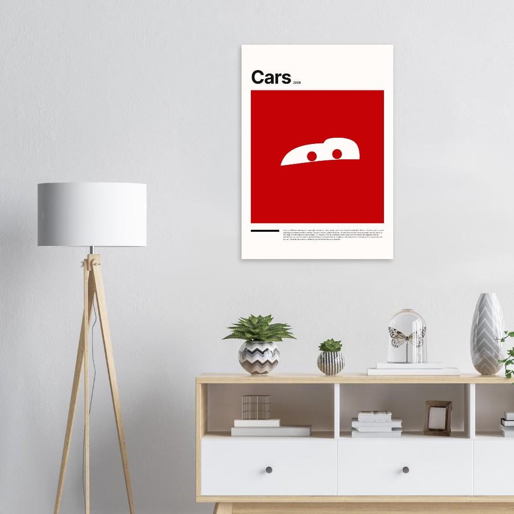 Cars, Minimal Illustrated Movie Poster, Nostalgic Pixar, Wall Decor ...