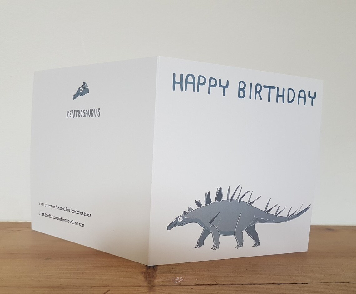 Dinosaur Birthday Card, Kentrosaurus. Kids Birthday Card Dinosaurs ...