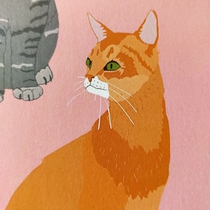 Illustrated Cat Print - Etsy