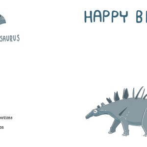 Dinosaur Birthday Card, Kentrosaurus. Kids Birthday Card Dinosaurs ...